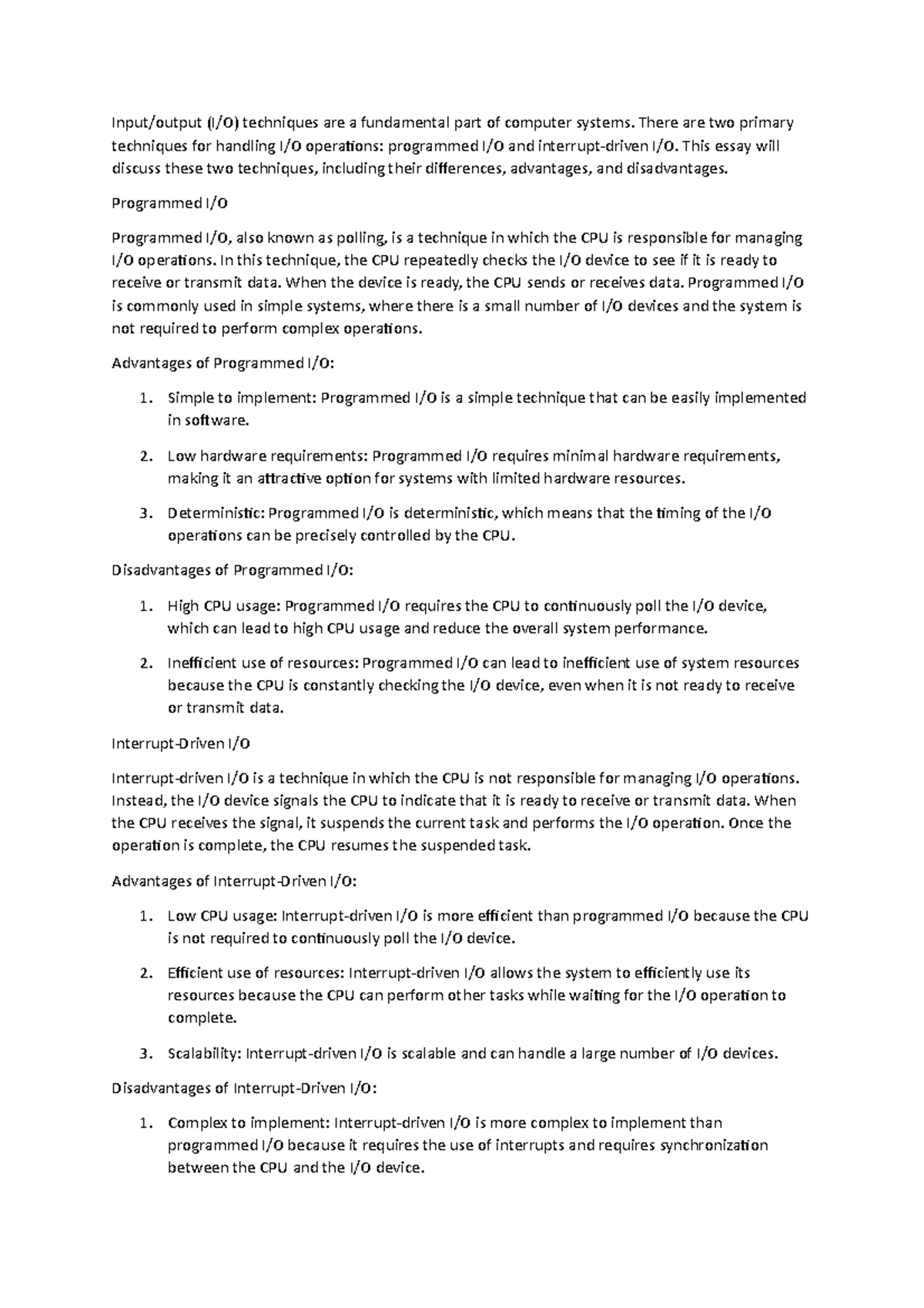 I O Techniques Input Output I O Techniques Are A Fundamental Part