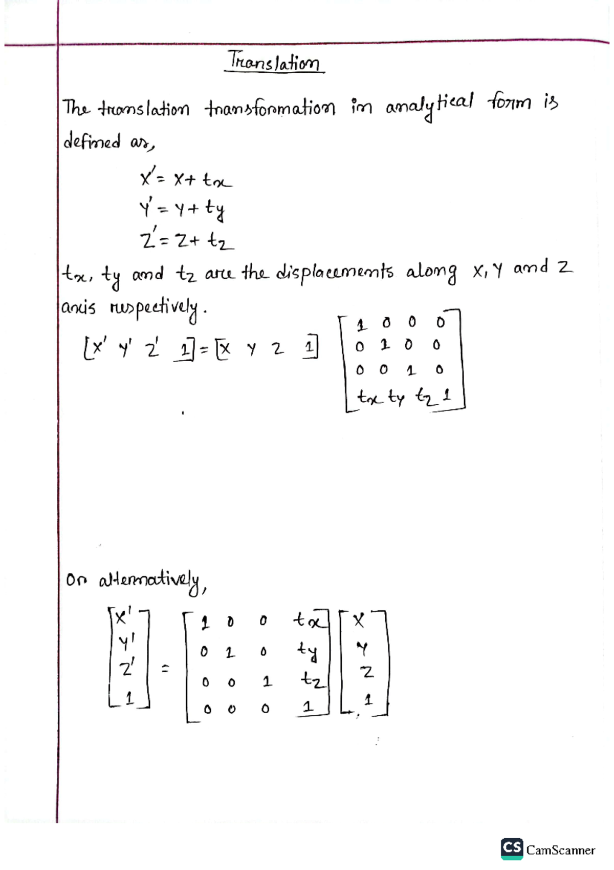 3D Transformation Lecture slide - Computer Graphics - Studocu