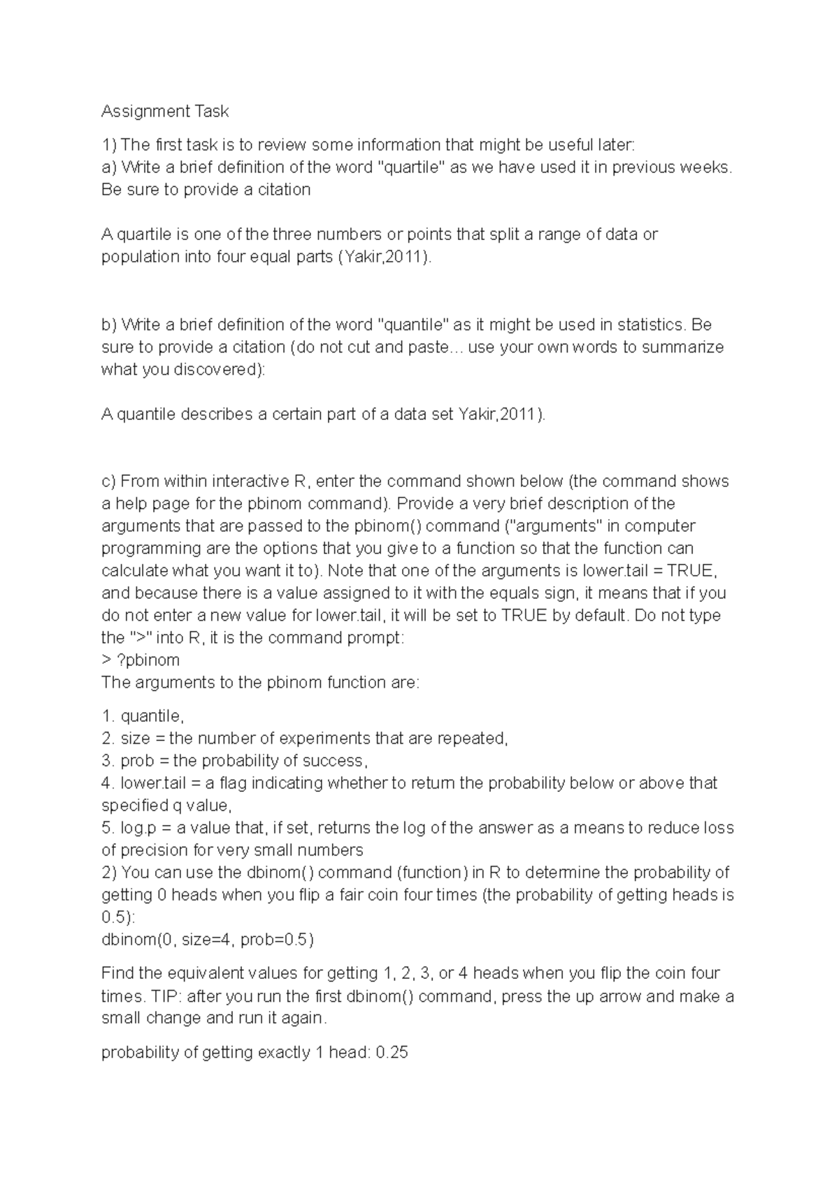 Writtenn Assignment Stats Unit 6 Assignment Task The First Task Is To