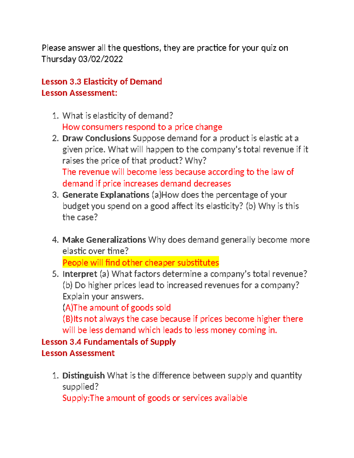 Economics Homework 3 - Please answer all the questions, they are ...