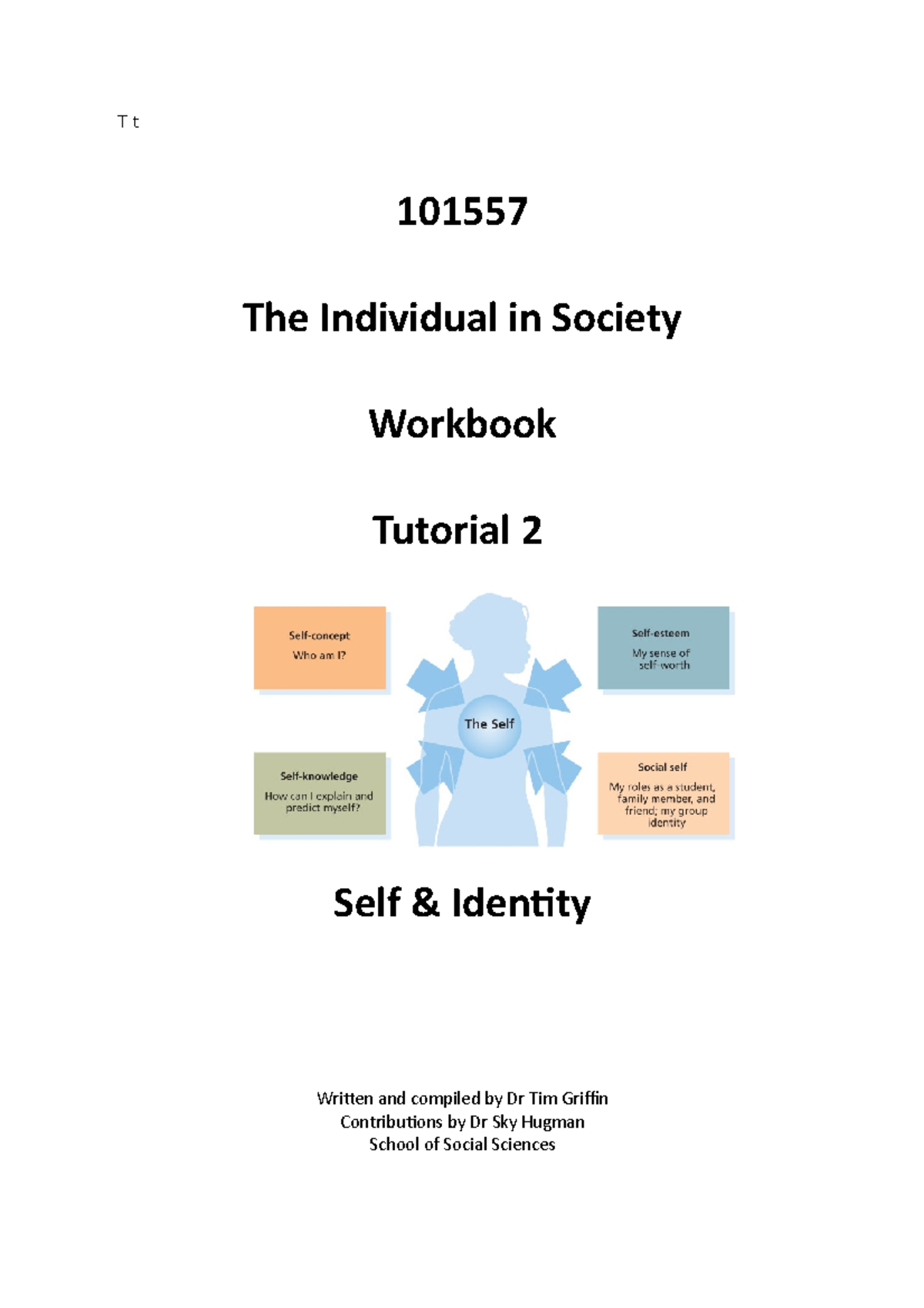 Tutorial 2 Workbook - Self & Identity Autumn 2020 - T t 101557 The ...