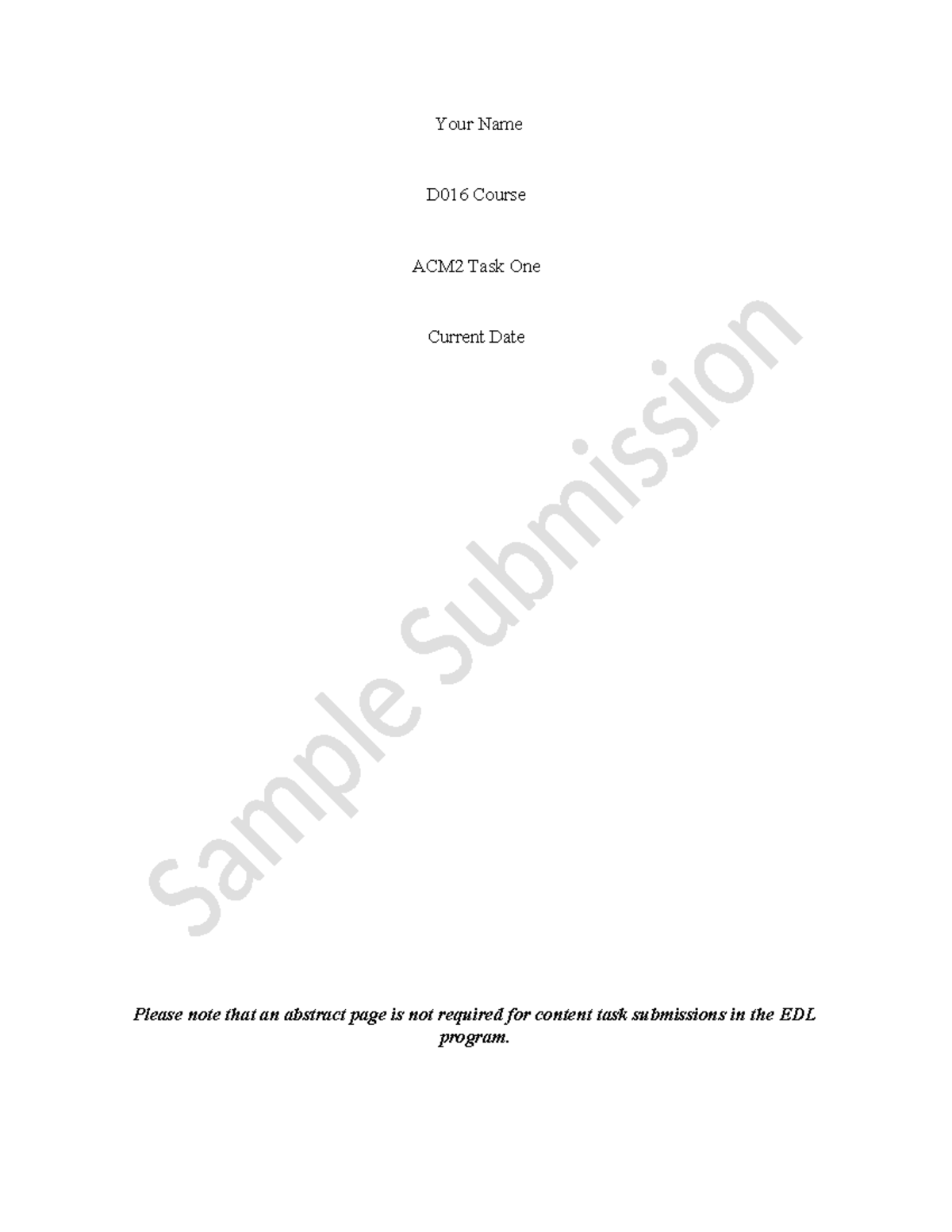 Model Submission ACM2-Task One - Your Name D016 Course ACM2 Task One ...