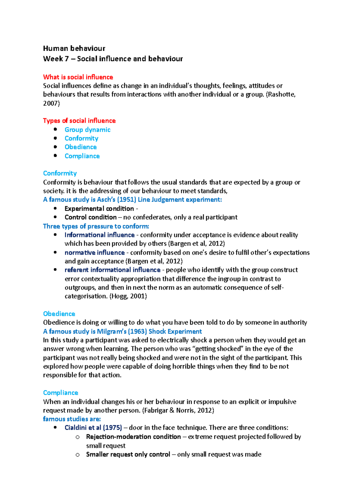 Human behaviour w7 - Lecture notes 7 - Human behaviour Week 7 – Social ...