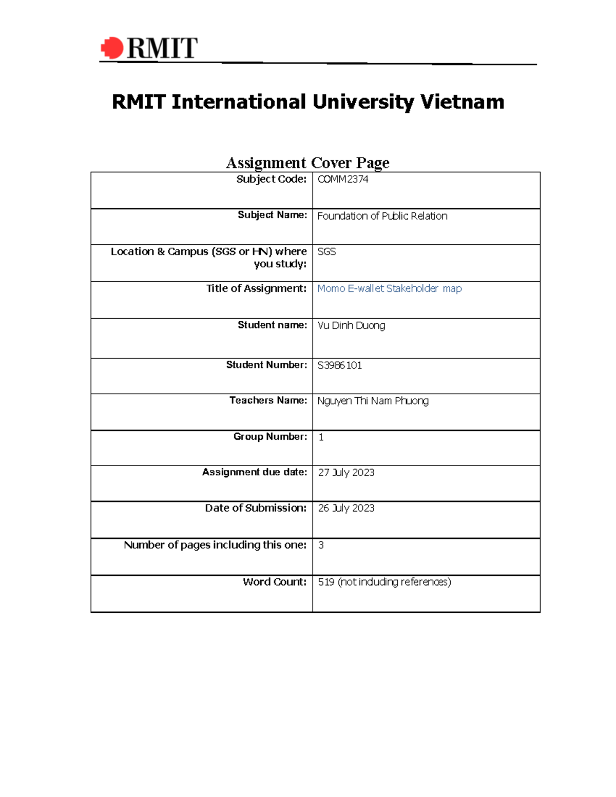 MAP COMM2374 ASN01 - Foundation to PR - RMIT University Vietnam - Studocu