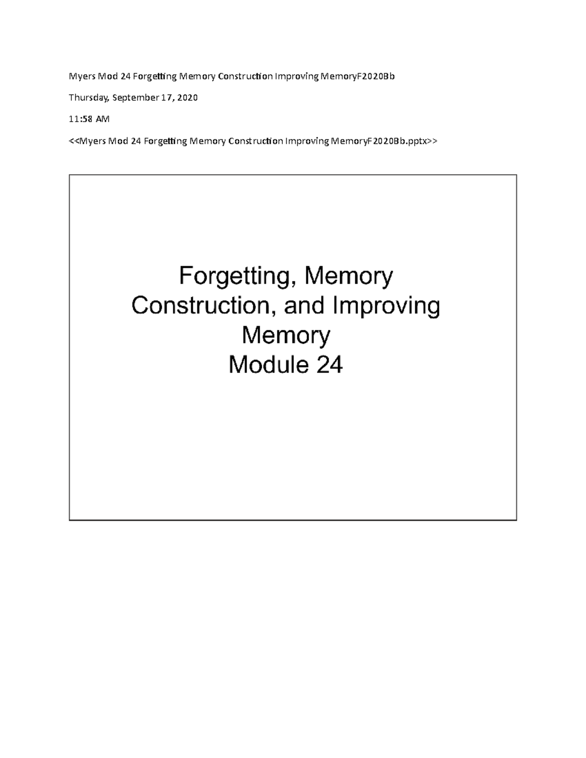 Myers Mod 24 Forgetting Memory Construction Improving Memory ...