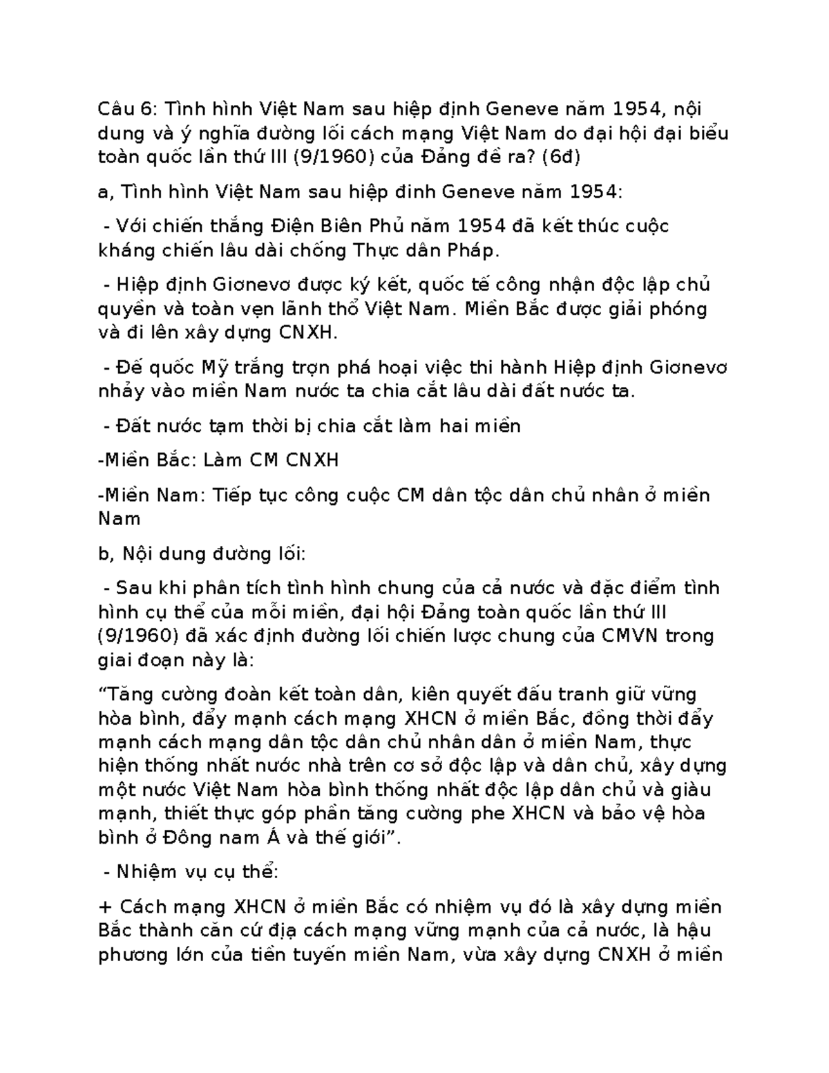 Câu-6-LSĐ - dsadasdasd - Câu 6: Tình hình Việt Nam sau hiệp định Geneve năm 1954, nội dung và ý ...