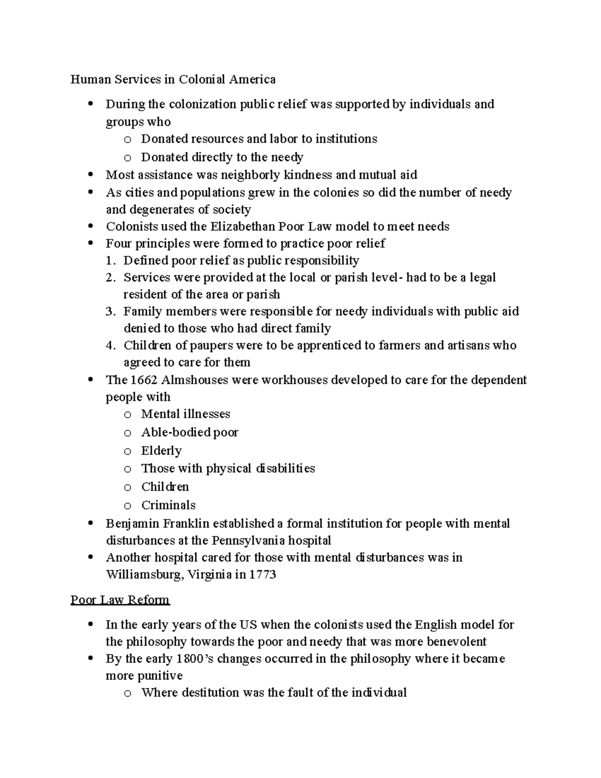 Human Services in Colonial America - Defined poor relief as public ...