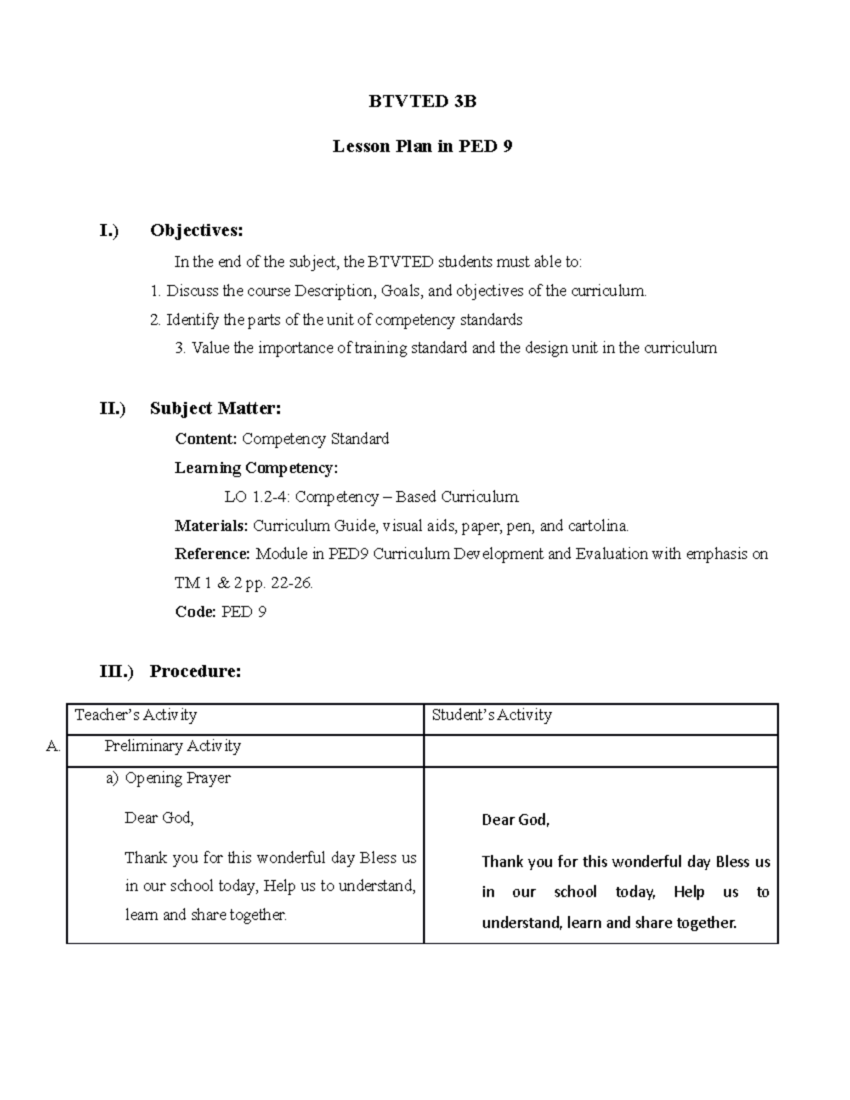 Btvted 3B MY LP PED9 - Educational purposes - BTVTED 3B Lesson Plan in ...