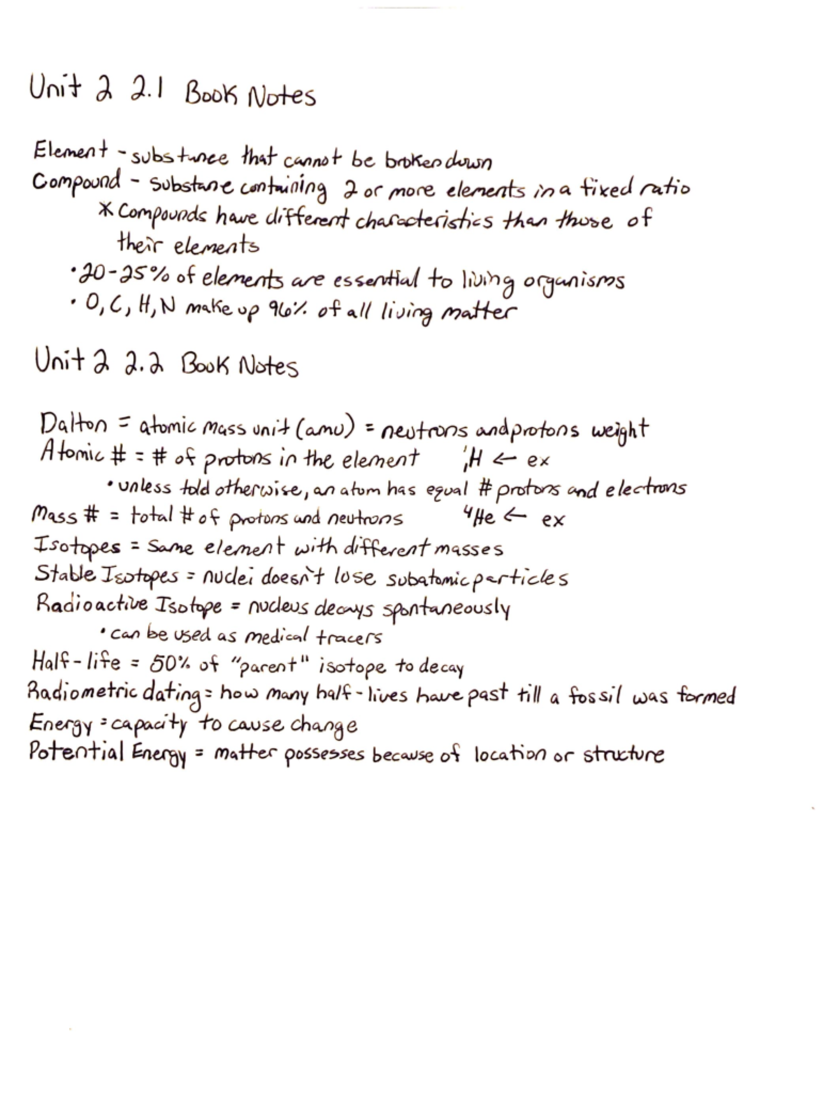 Unit 2 2.1 2.2 Book Notes - Top of Page Unit 2 2 Book Notes Element ...