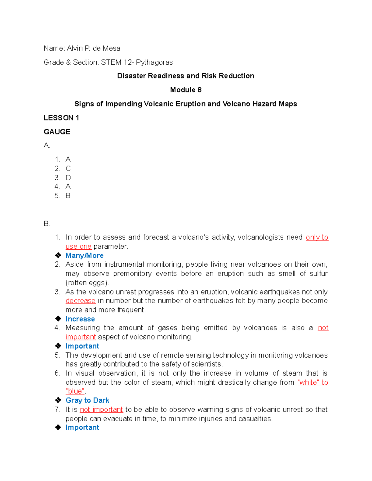 DRRR Module 8 - Lecture notes 1 - Name: Alvin P. de Mesa Grade ...