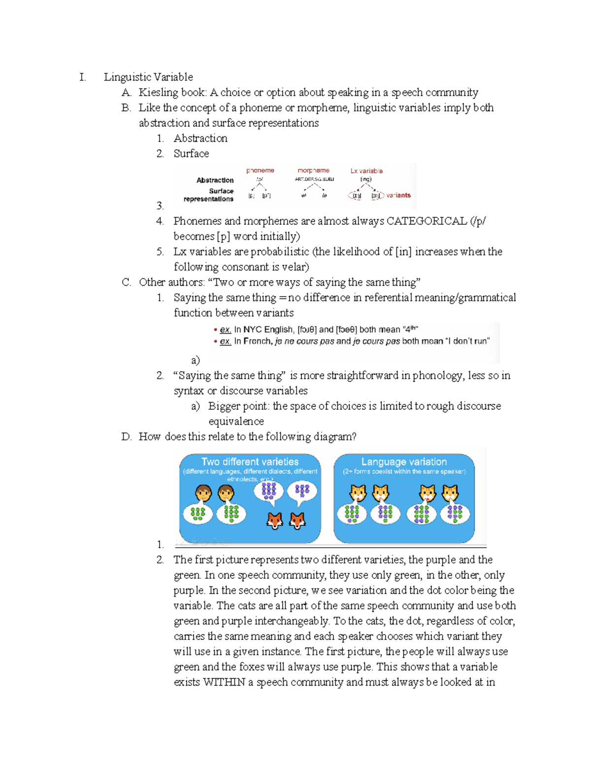 Linguistic Variables - I. Linguistic Variable A. Kiesling book: A ...