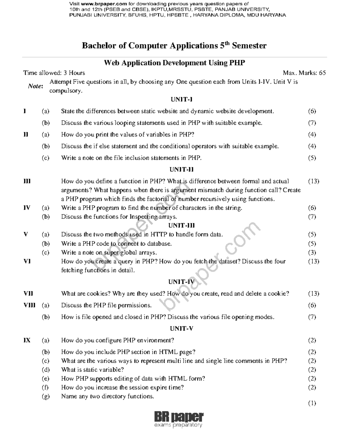 WAD(5th)Dec2019 - question paper - Bachelor of Computer Applications ...