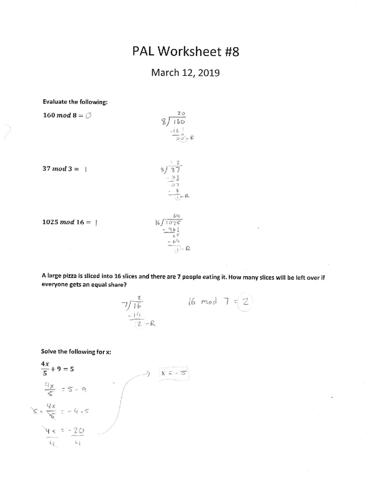 PAL Worksheet 8 Solutions - MATH18584 - Studocu