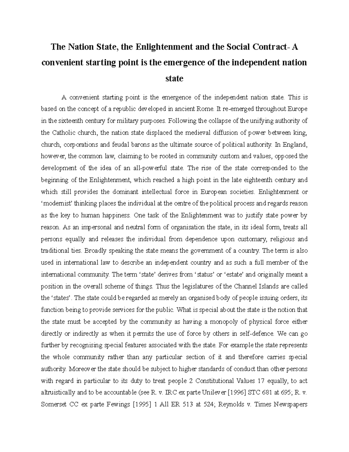 The Nation State, the Enlightenment and the Social Contract - This is ...