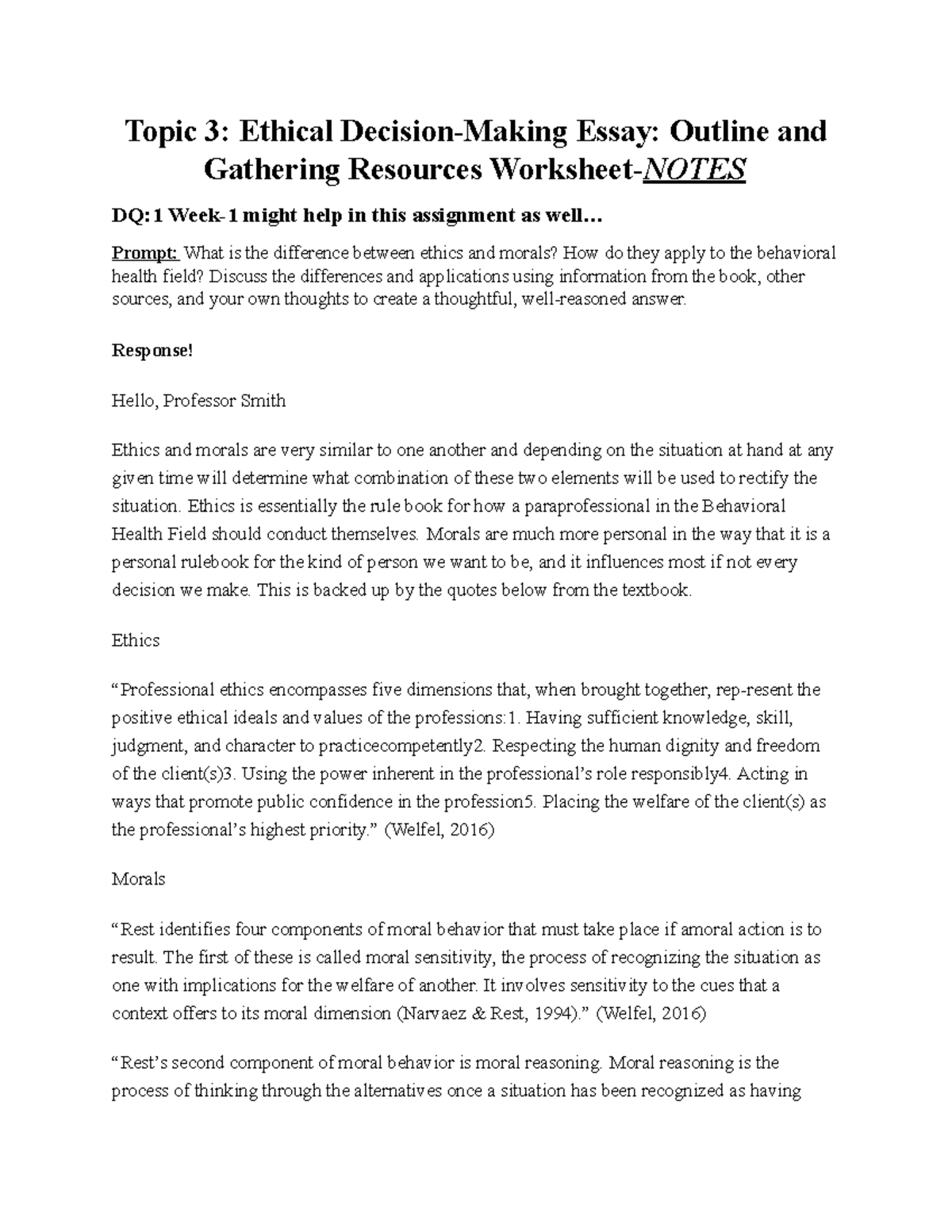 Notes on Ethics for managers - Topic 3: Ethical Decision-Making Essay ...