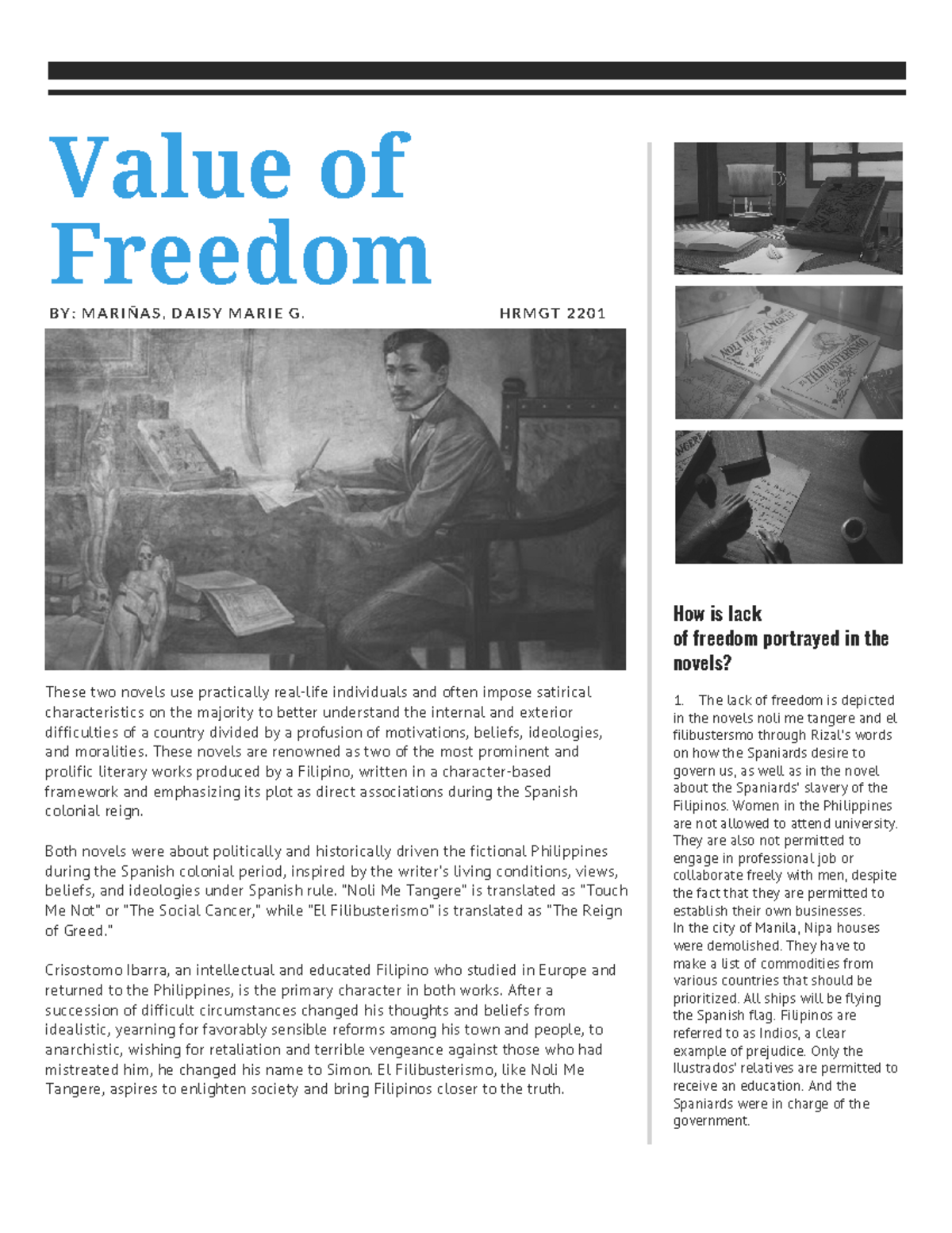 Activity - These two novels use practically real-life individuals and ...