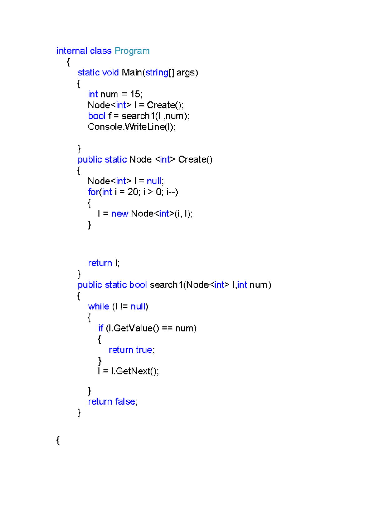 Internal Class Program Internal Class Program Static Void Main