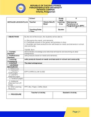 5E- Model - Science - Teacher: Cherry Niña R. Batol Topic: Causes of ...