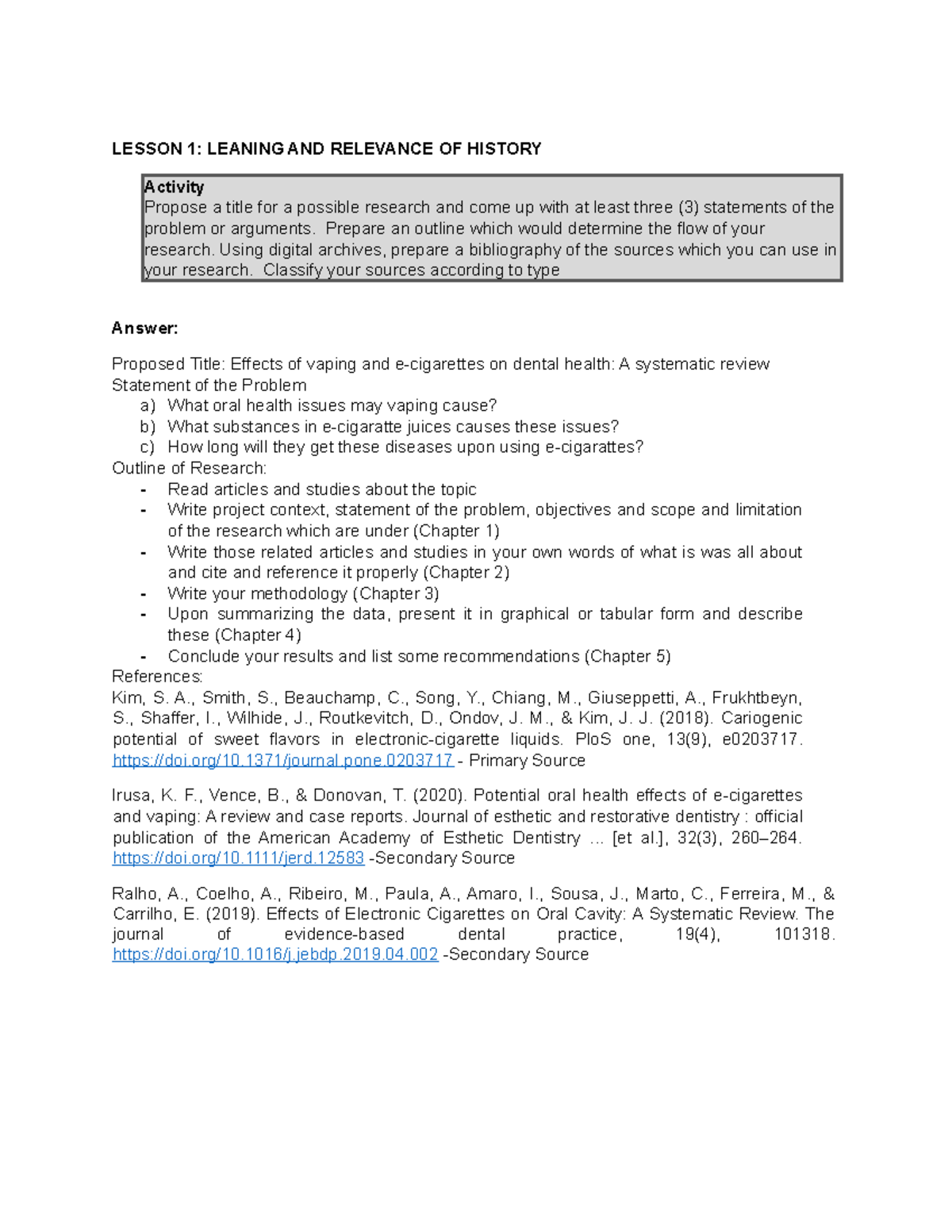 U1 L1 - BSBA HRM OUS - LESSON 1: LEANING AND RELEVANCE OF HISTORY ...