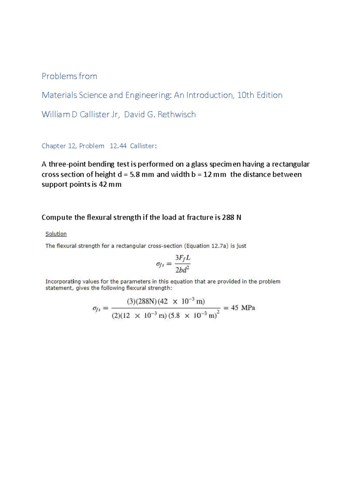 2023 Callister Problems l Ceramics and Concrete - Problems from Materials Science and ...