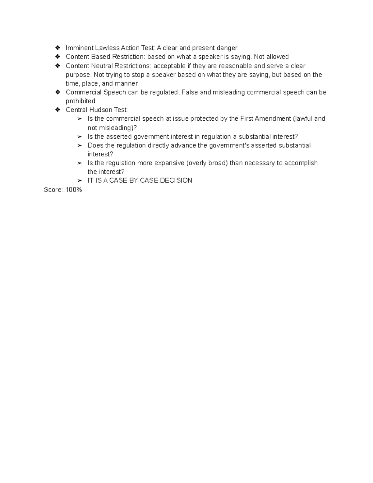 MIE 305 Notes Lesson 20 - Dr. Kuzenski - Imminent Lawless Action Test ...
