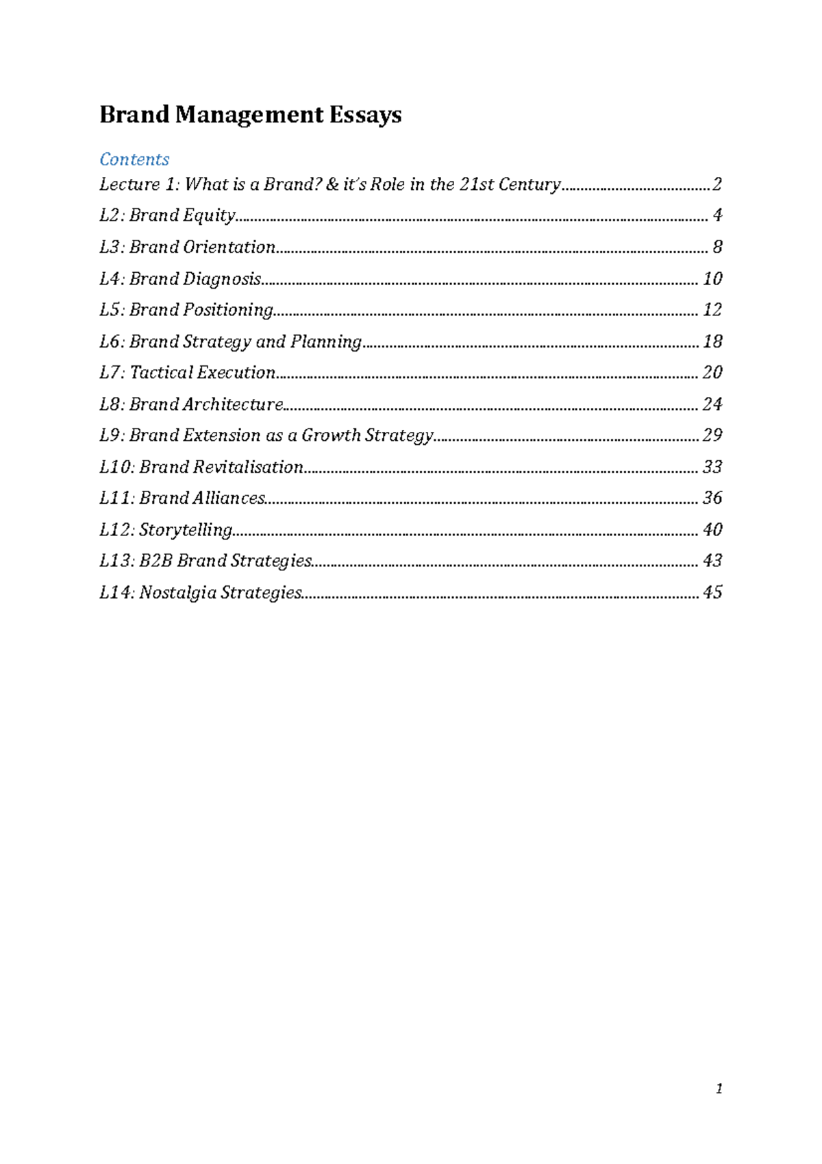 Complete Revision Notes in Essay Format - Brand Management Essays ...