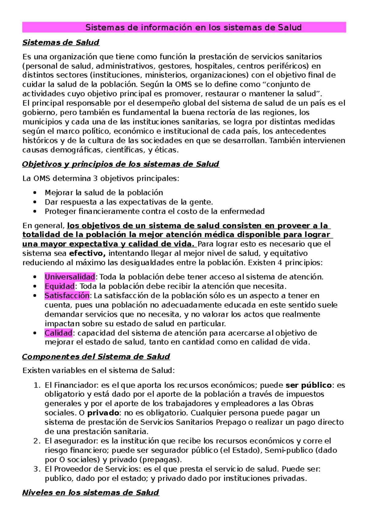 Sistemas de información en los sistemas de Salud - Sistemas de información en los sistemas de ...