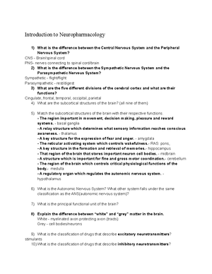 PCL200 Notes - WEEK 1 - INTRO TO NEUROPHARM PRE CLASS VID: PNS vs. CNS ...