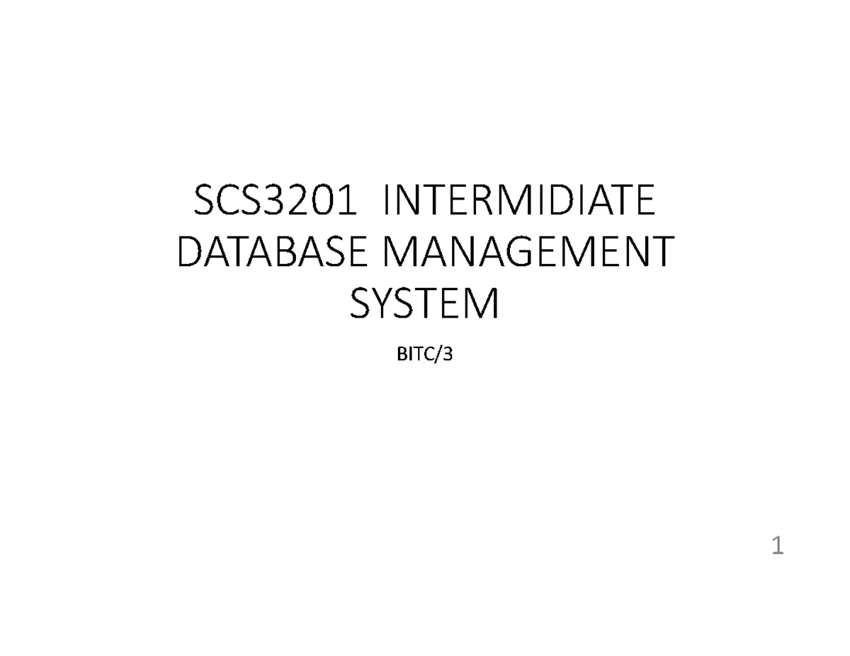 Oracle-one - introduction to oracle - SCS3201 INTERMIDIATE DATABASE ...