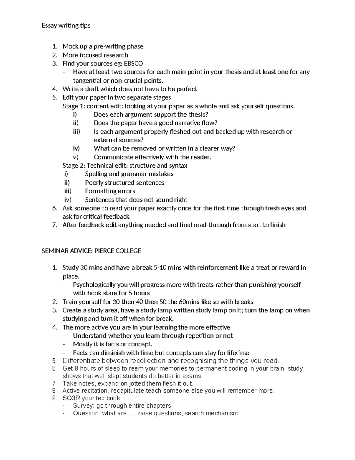 Essay writing tips - Mock up a pre-writing phase 2. More focused ...