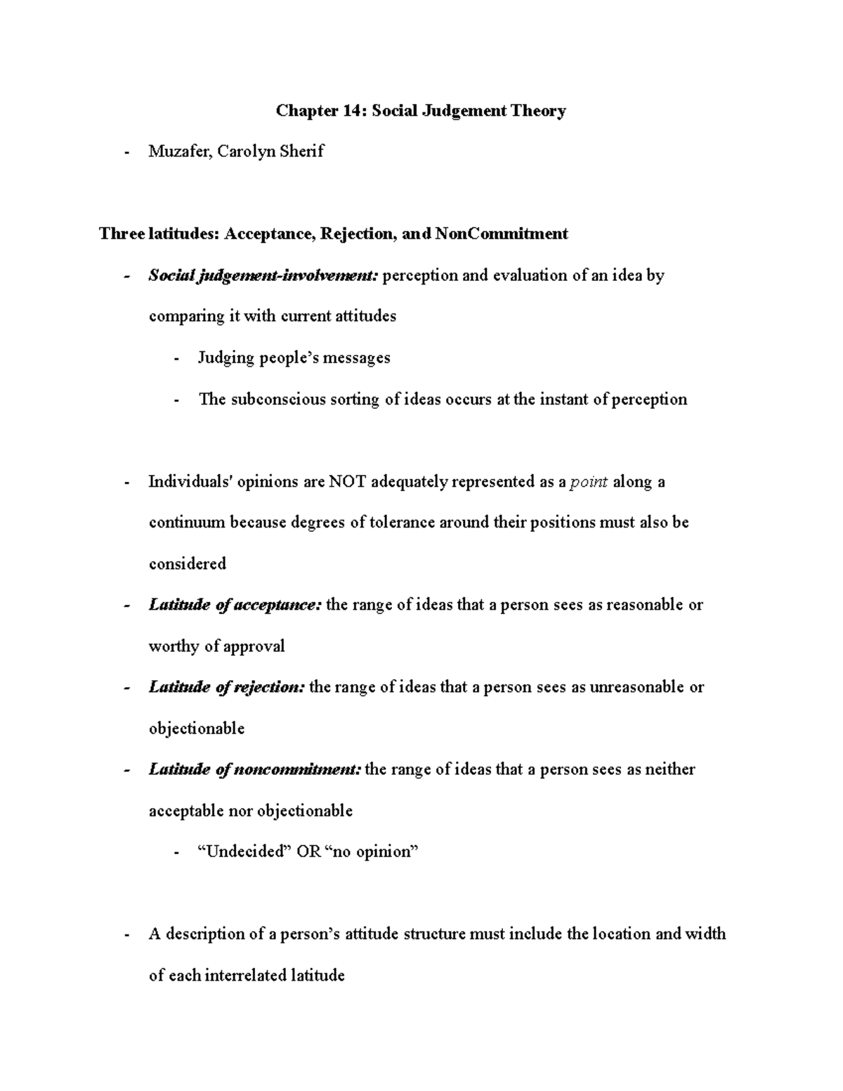 Chapter 14 Social Judgement Theory - Chapter 14: Social Judgement ...