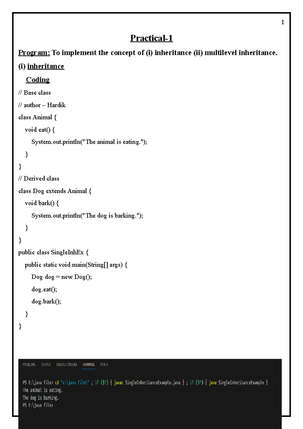 Java file-1 - Practical - Practical- Program: To implement the concept ...