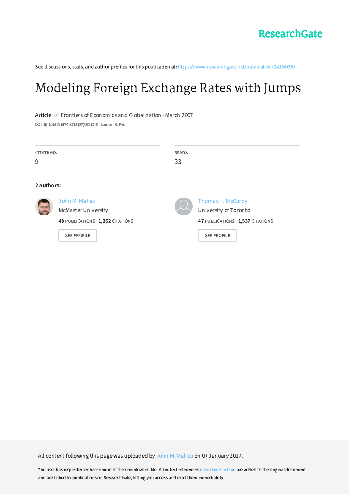 Chapter 12 Modeling Foreign Exchange Rat - See discussions, stats, and ...