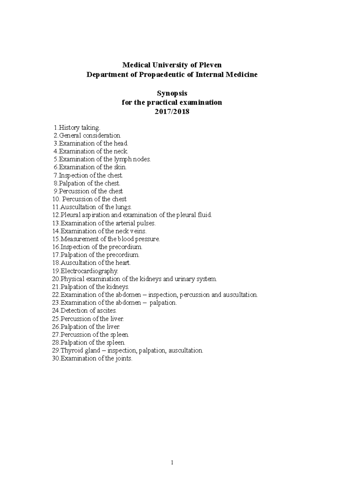 Synopsis of Propaedeutics of Internal Medicine - Medical University of ...