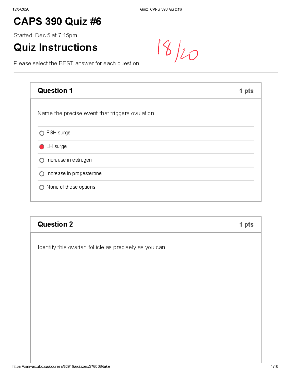 Quiz CAPS 390 Quiz #6 - quiz - CAPS 390 Quiz Started: Dec 5 at 7:15pm ...