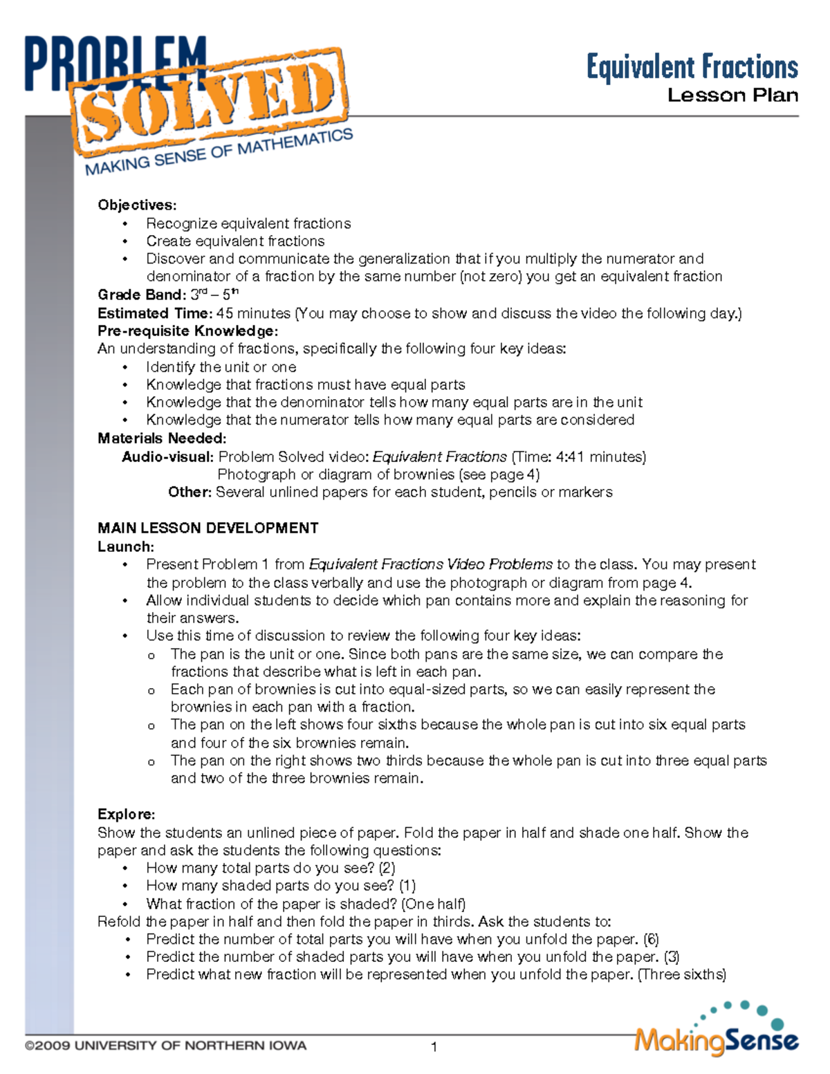 C lesson plan equivalent fractions 1 - Lesson Plan Objectives ...