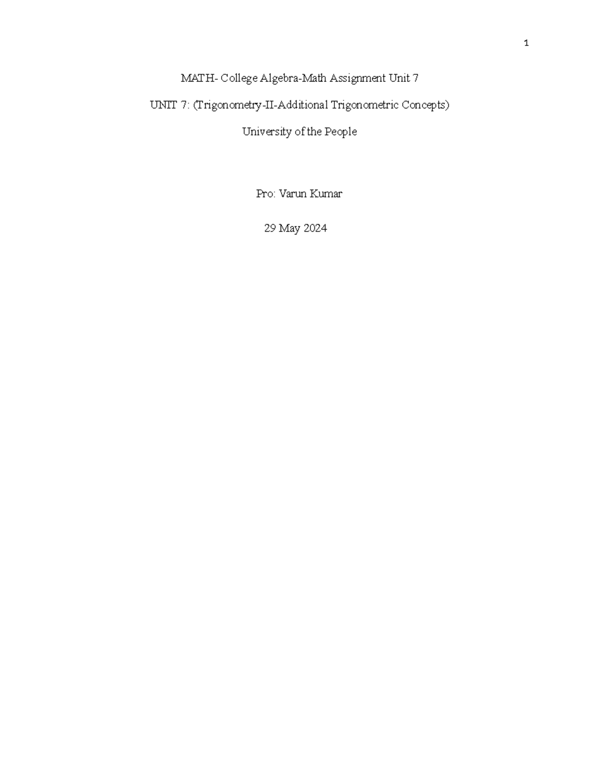 Unit 7-MATH- College Algebra-Math Assignment - MATH- College Algebra ...