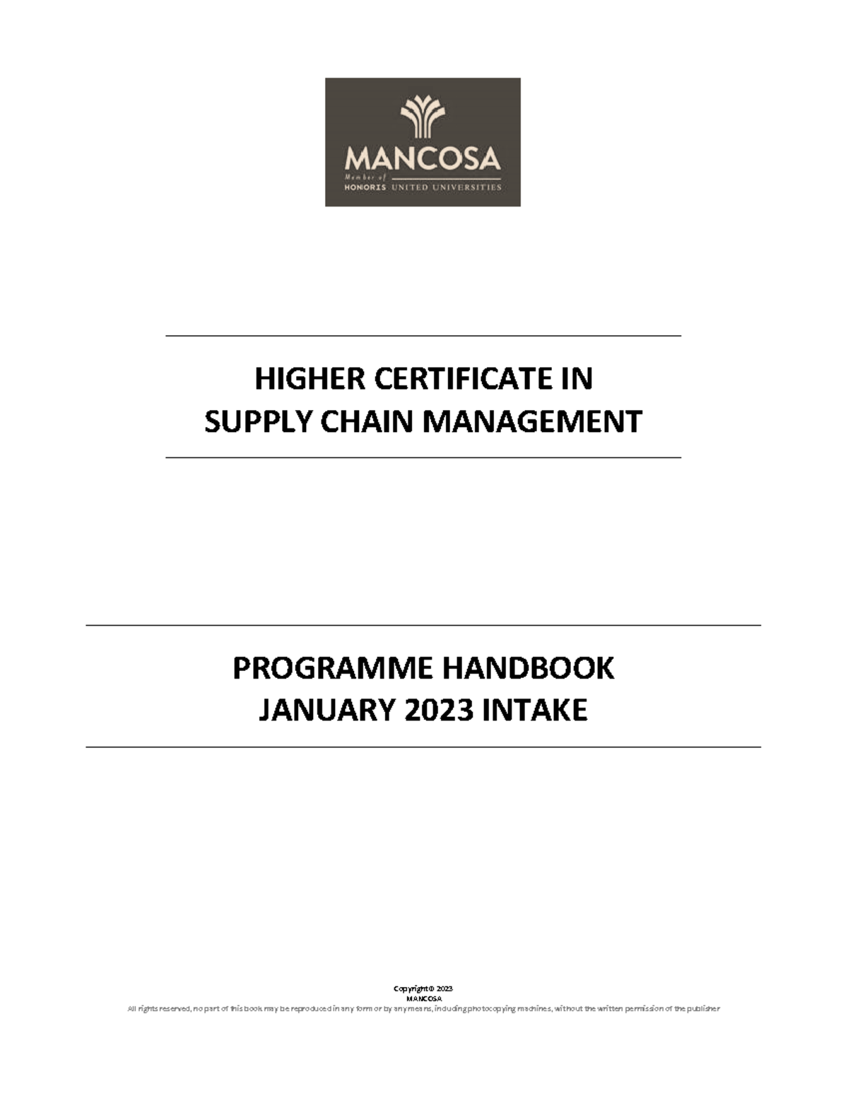 Hcert ( Supply Chain Management) PH JAN 2023 - - Studocu