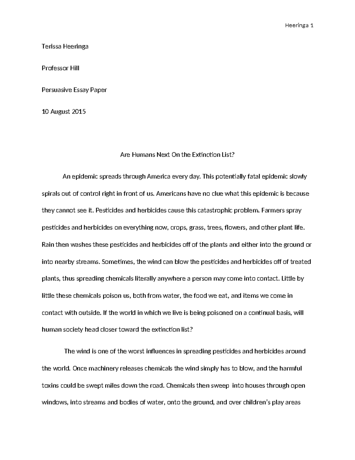 Americans Heeded to the Endangered Species List - Terissa Heeringa ...