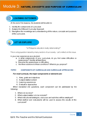 Ed.6 lesson 3 - Module 1: The School as an Agent of Change| 1 Lesson 3 ...