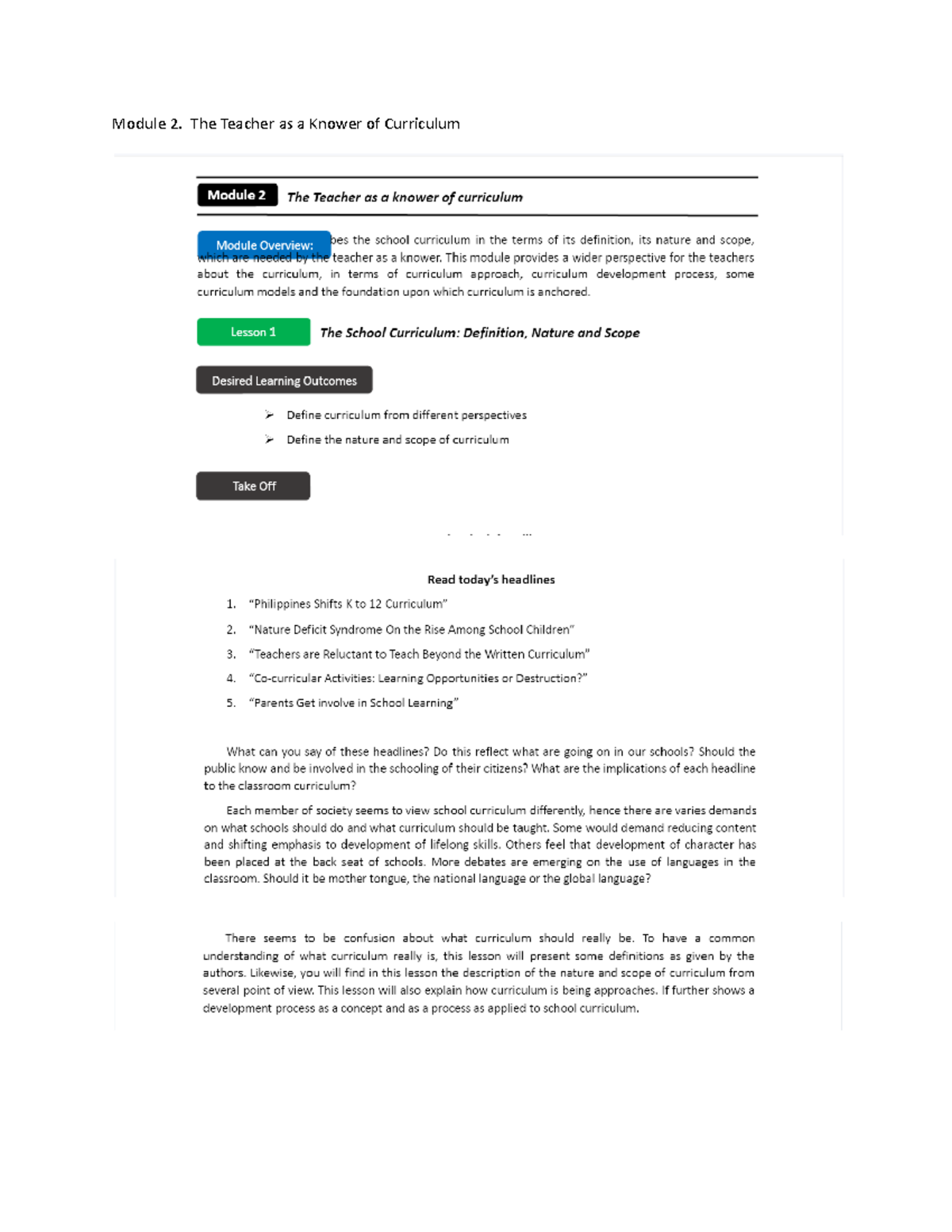 Module 2 The Teacher as the Knower - Calculus II - Module 2. The ...