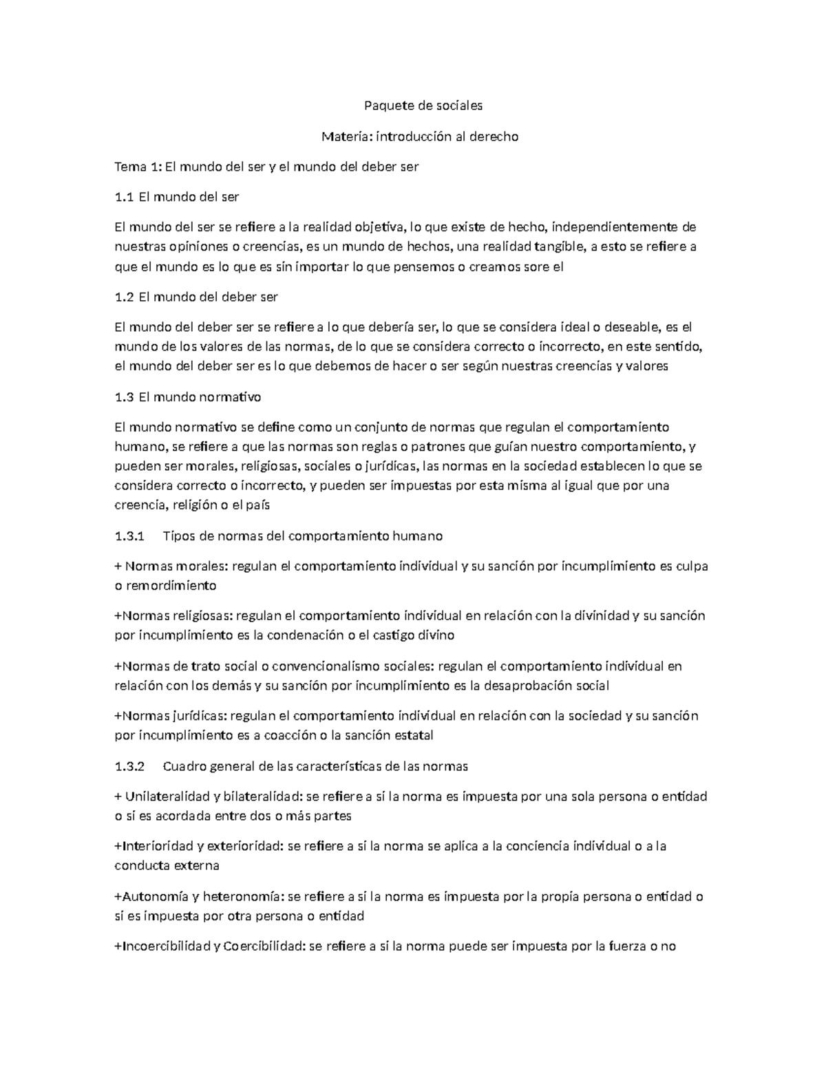 El mundo del ser (resumen) - Paquete de sociales Materia: introducción ...