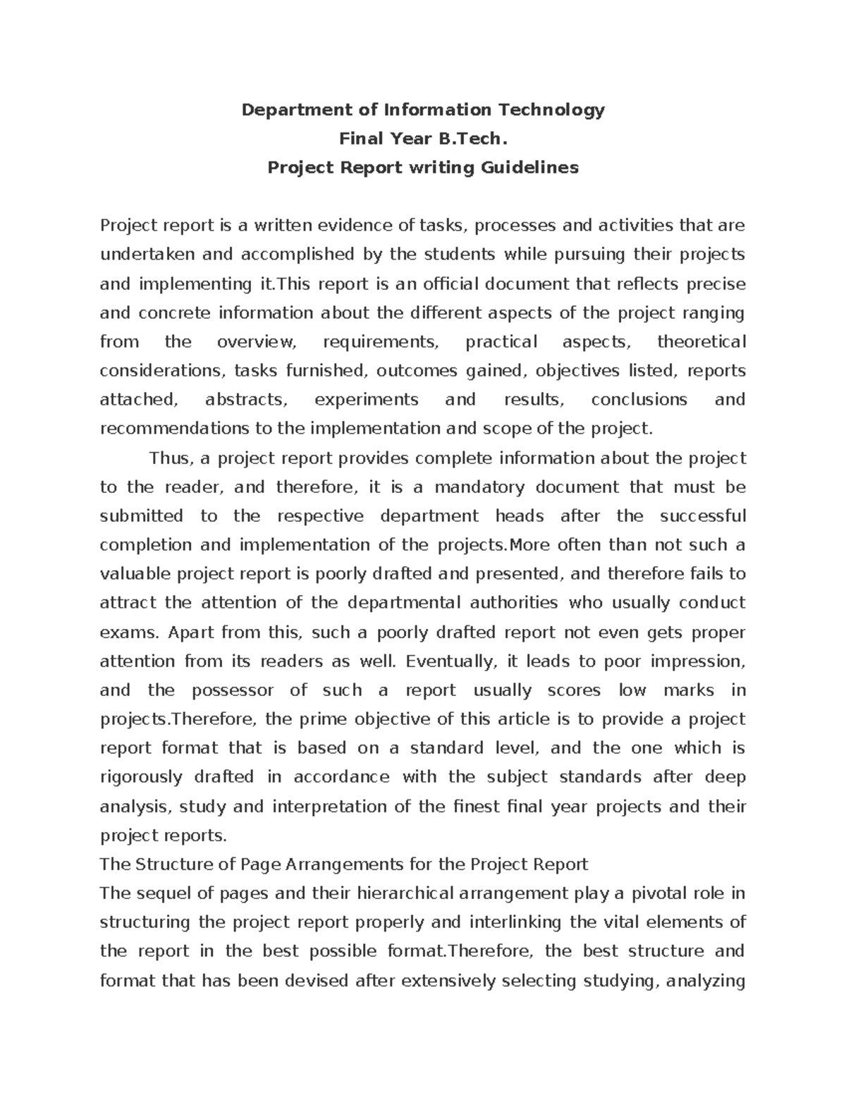 Guidelines - Department of Information Technology Final Year B. Project Report writing ...