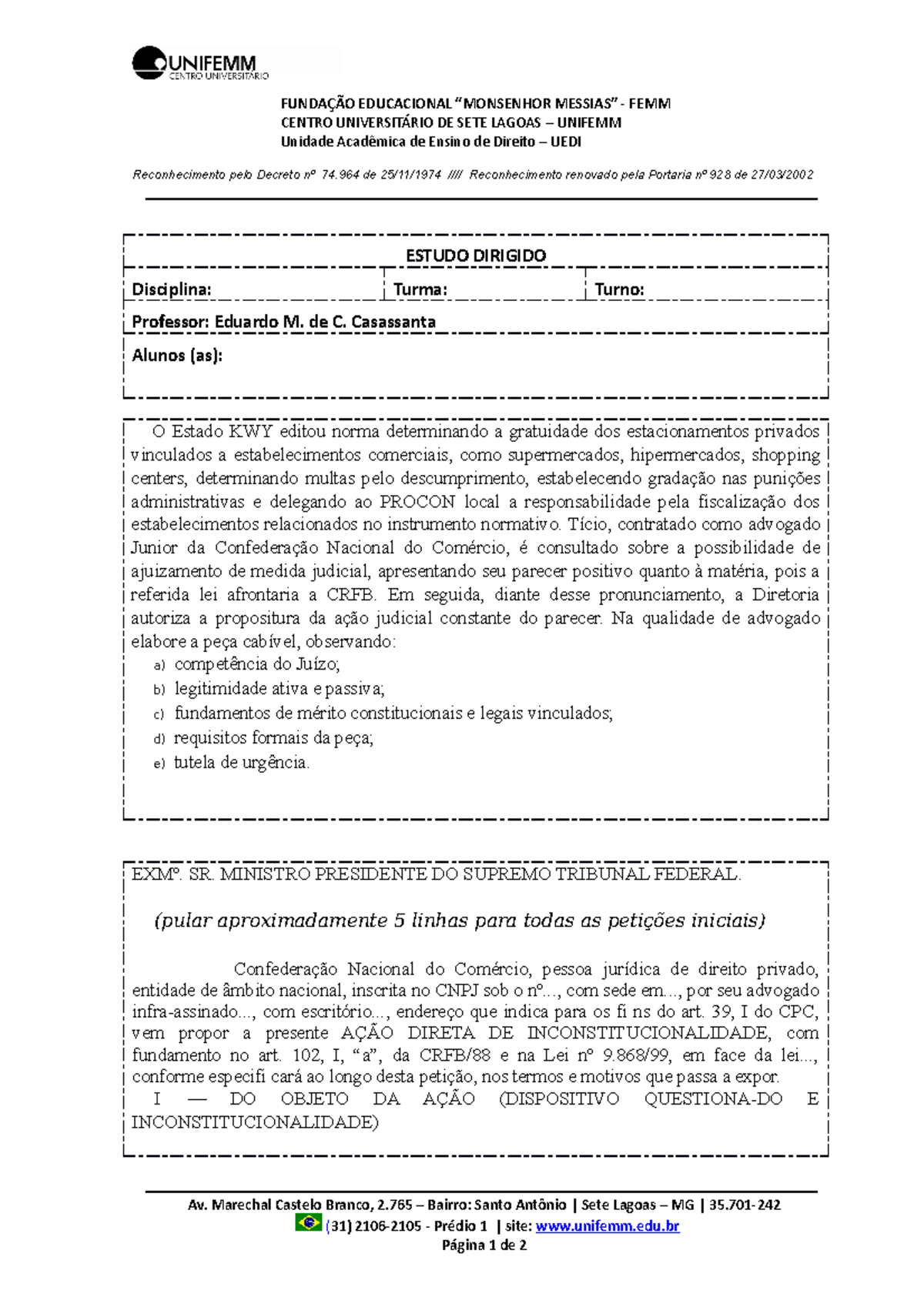 Estudo-dirigido-adi - sfdfd - FUNDAÇÃO EDUCACIONAL “MONSENHOR MESSIAS ...