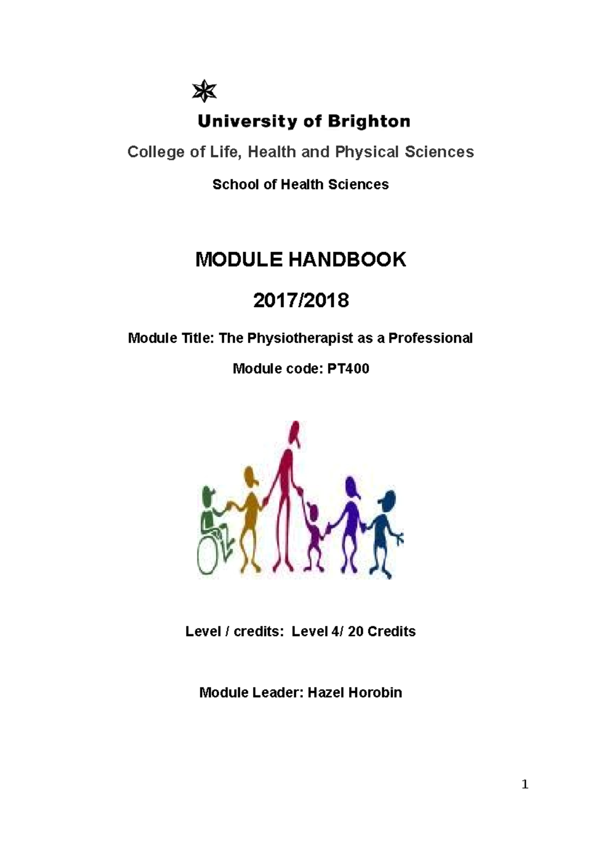 PT400 Physiotherapist as a Professional Module Handbook 2017 18 ...