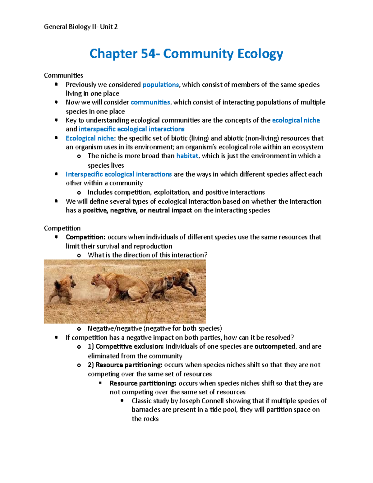 Bio Notes Unit 2 - Chapter 54- Community Ecology Communities Previously ...