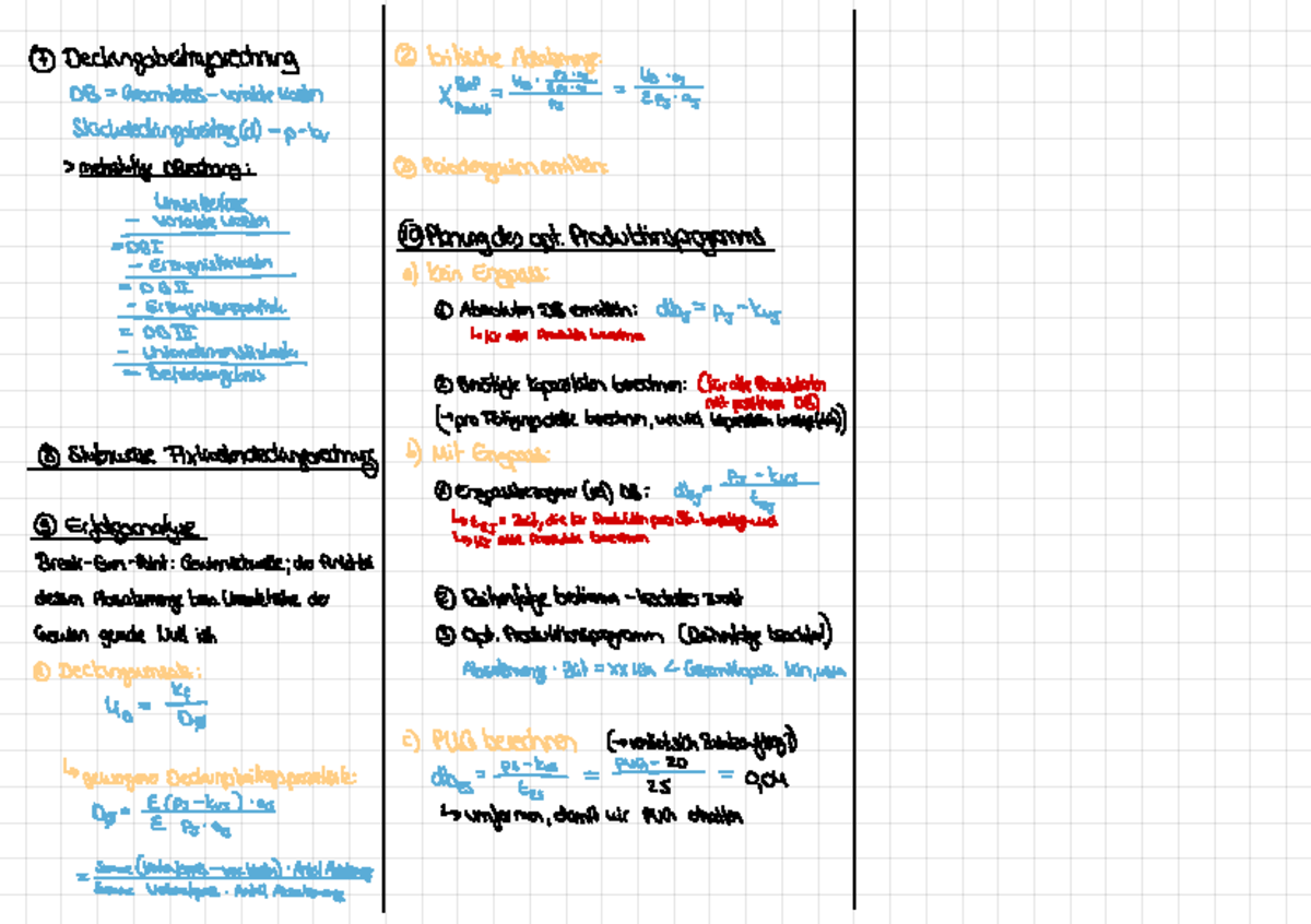 Stichpunkte Kosten und Leistungsrechnung - ⑦ Deckungsbeitragsrechnung ② ...