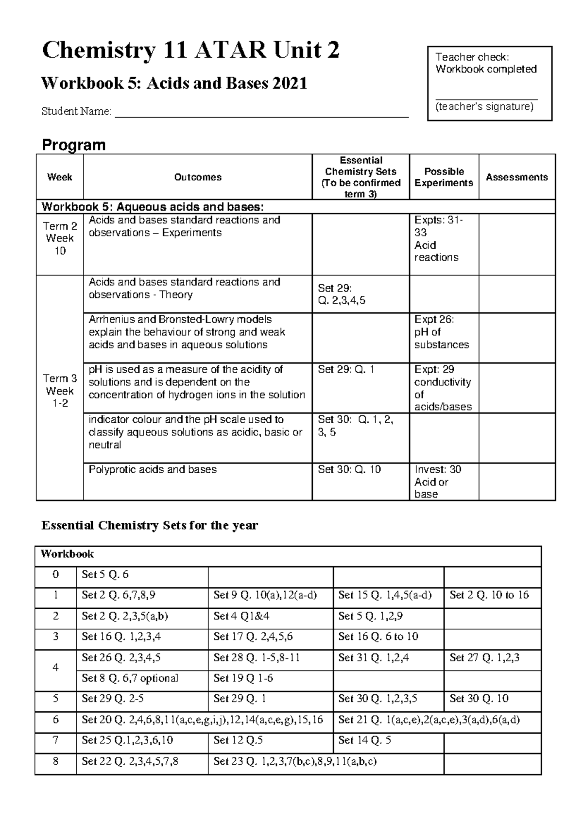 Workbook 5 Acids and Bases Student 2021 - Chemistry 11 ATAR Unit 2 ...