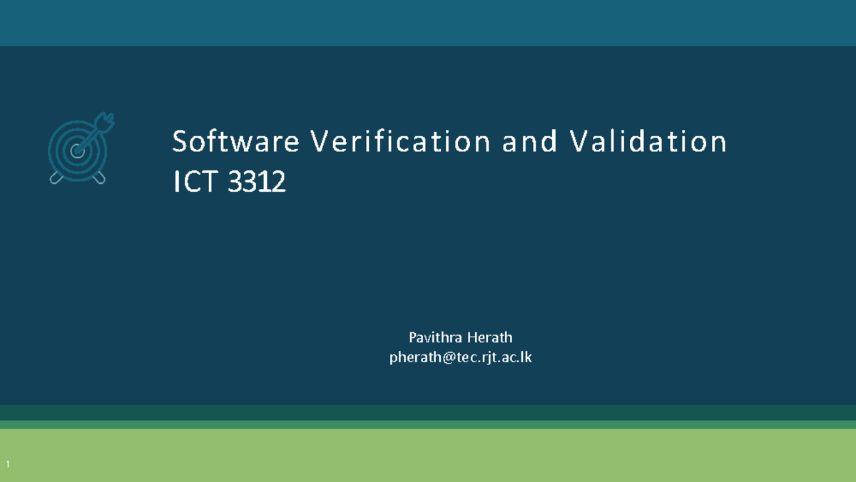 QA an Intro - This lecture note is helpful for CS student - Software Verification and Validation ...