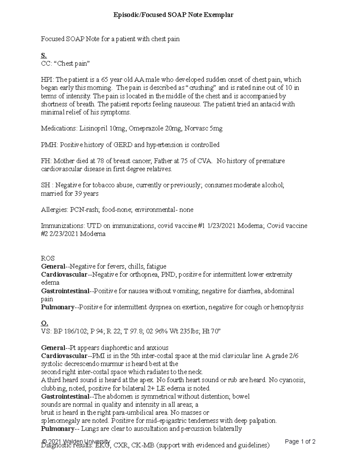 Focused Note Exemplar - Example note - © 2021 Walden University Page 1 ...